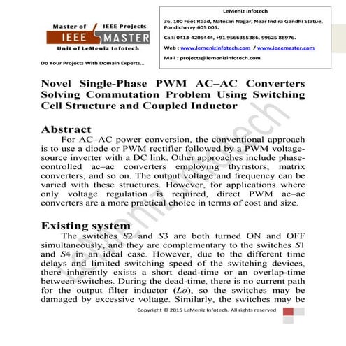 Novel Single Phase Pwm Acac Converters Solving Commutation Problem Using Switching Cell 7660