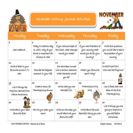 November Writing Journal Activities | PPT