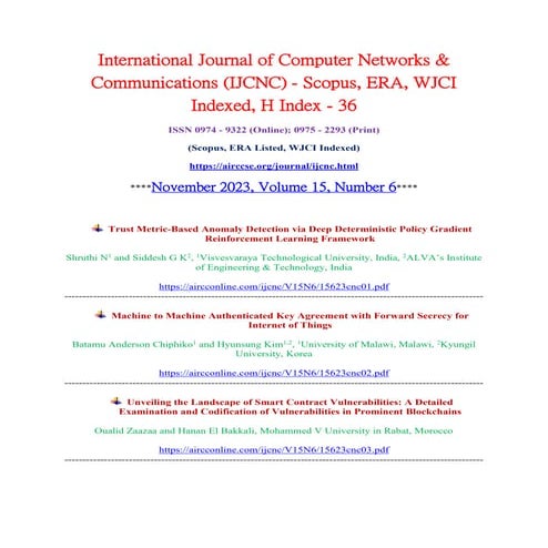 November 2023, Volume 15, Number 6 - The International Journal of Computer Networks ...