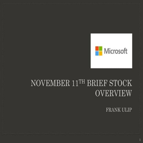 Microsoft Stock Pitch and analysis Presentation | PDF