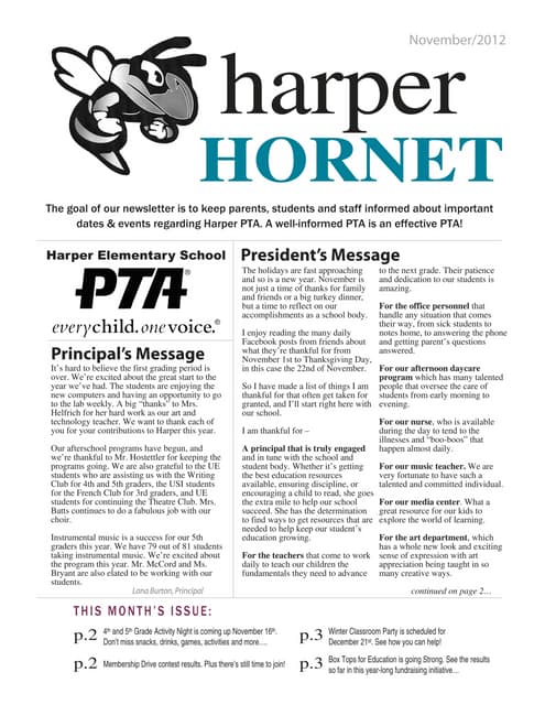 November 2012 Harper PTA Newsletter pg3 | PDF