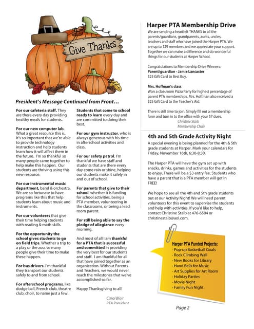 November 2012 Harper PTA Newsletter pg3 | PDF
