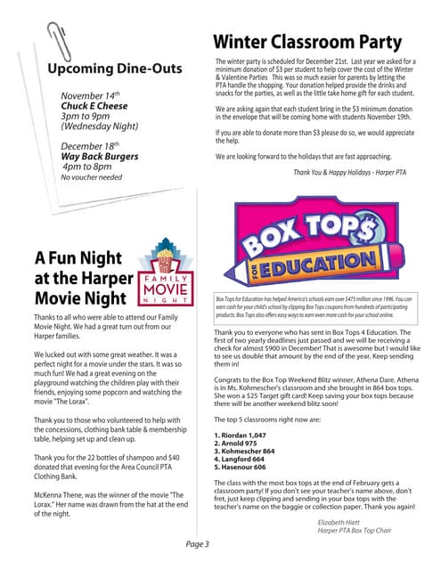 November 2012 Harper PTA Newsletter pg3 | PDF