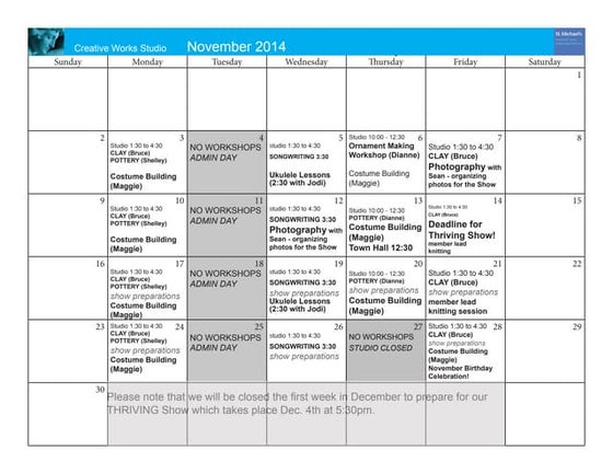 CWS October Program Calendar | PPT