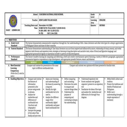 November 4-8, 2024 daily lesson plan eng | PPT
