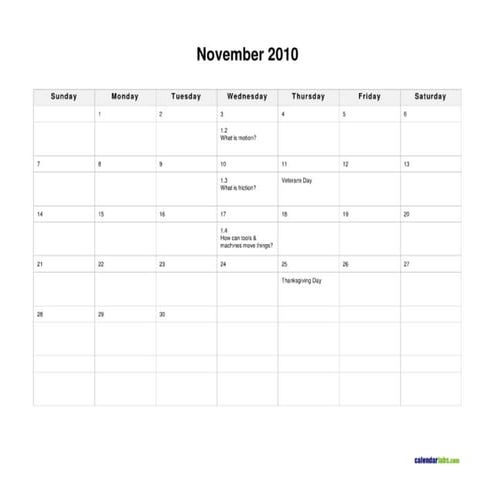 November calendar- Science | PDF | Science