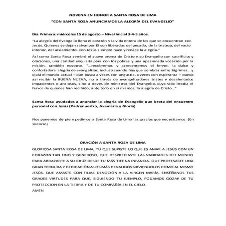Novena Santa Rosa De Lima 2018 Pdf 
