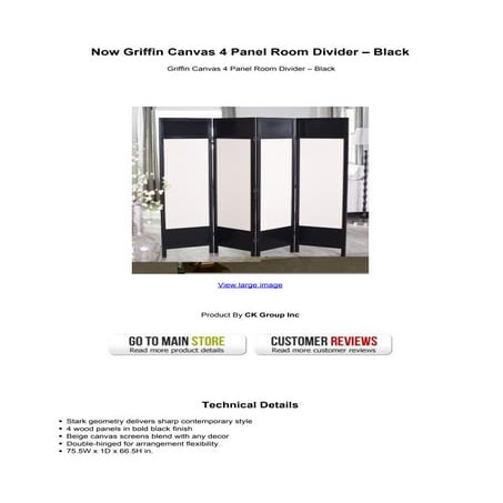 Now griffin canvas 4 panel room divider black | PDF