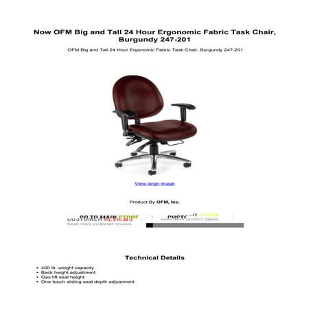 Now ofm big and tall 24 hour ergonomic fabric task chair burgundy 247 ...