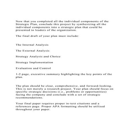 Now that you completed all the individual components of the Stra.docx