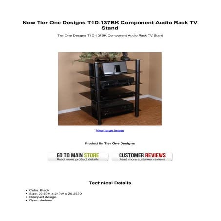 Now tier one designs t1 d 137bk component audio rack tv stand | PDF