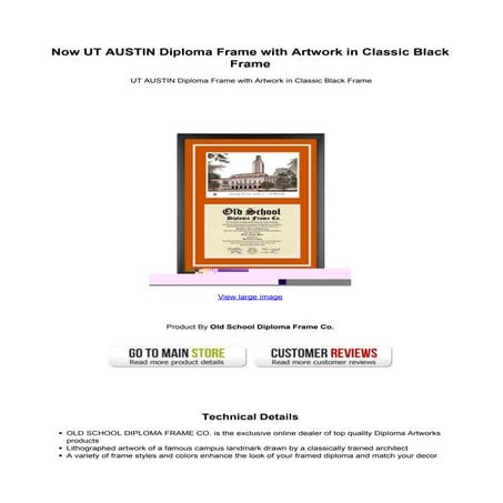 Now ut austin diploma frame with artwork in classic black frame | PDF