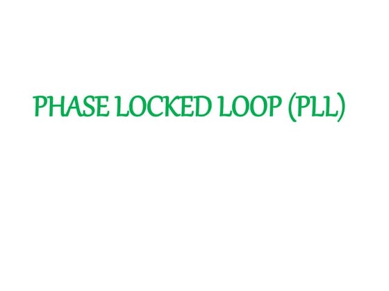 Phase Locked Loop Pll Pptx Digital Audio Computer Software And Applications