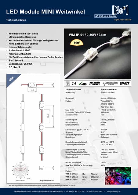 NP Lighting - Uebersicht Kantenstrahler LED Module (Edge Lighting LED ...