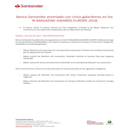 30 key dates in the history of Santander | PDF