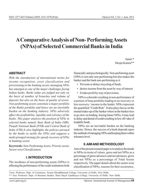 Non Performing Assets (NPA) | PPT | Business Accounting & Finance ...