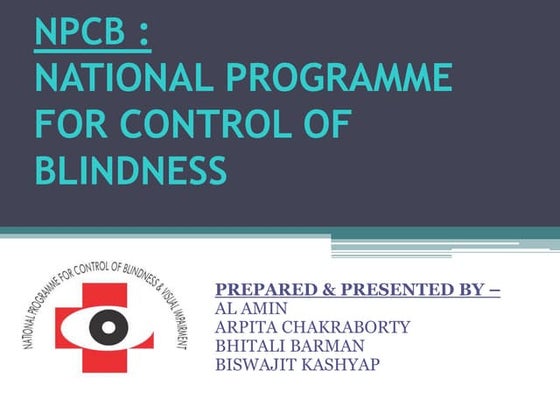 NATIONAL PROGRAMME FOR CONTROL OF BLINDNESS | PPT