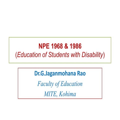 NPE-68 & 86 recommendations for PWD | PPTX