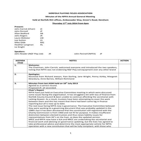 Npfa agm minutes 170714 | PDF