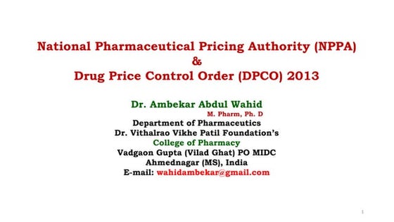 Drug and price control order | PPT