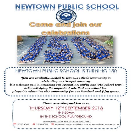 Newtown Public School 150th Invitation | PDF