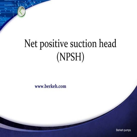 Net positive suction head (Npsh) | PPTX