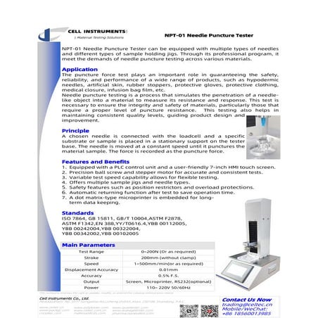Understanding Needle Puncture Testing in Medical Applications | PDF