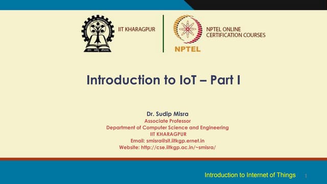 Nptel 1 Introduction To Iot By Prof Sudip Misra Pdf