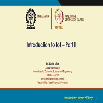 nptel 2, introduction to iot, By Prof. Sudip Misra | PDF