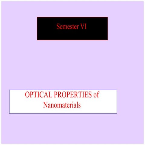 Optical properties of nanomaterials | PDF