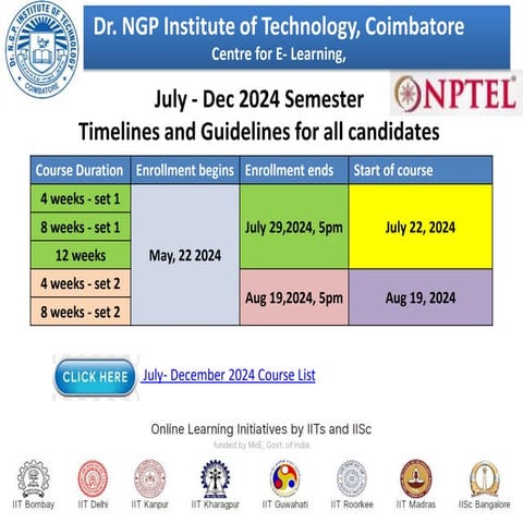 NPTEL Timeline July December 2024.pdf.x. | PDF