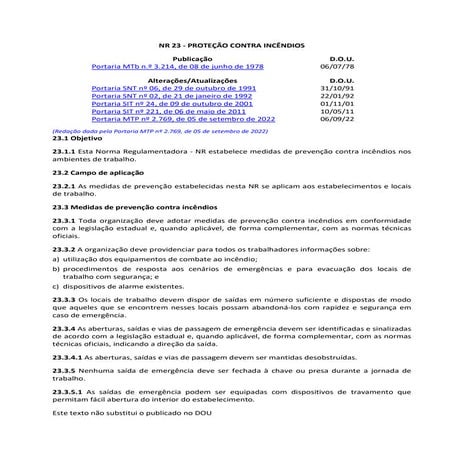 NR 23 Proteção contra Incêndios | PDF