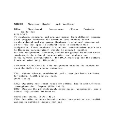 NR228Nutrition,HealthandWellnessRUANutrition | DOCX
