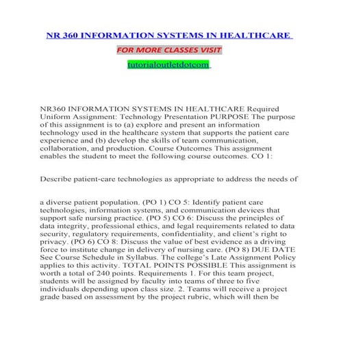 NR360 Information Systems in Healthcare Team Technology Pr.docx
