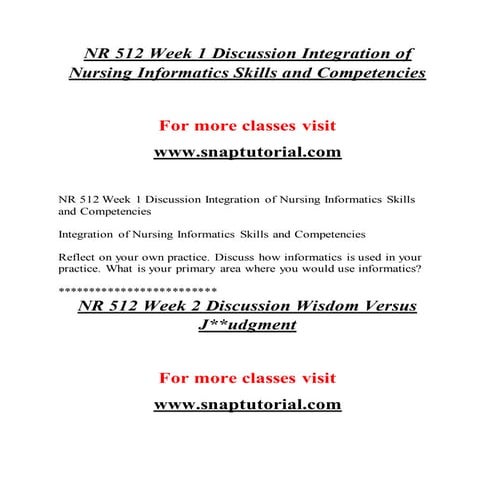 NR 512 Education Specialist / snaptutorial.com