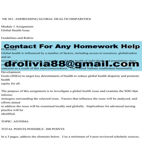 NR 561 ADDRESSING GLOBAL HEALTH DISPARITIESModule 1 Assi.pdf