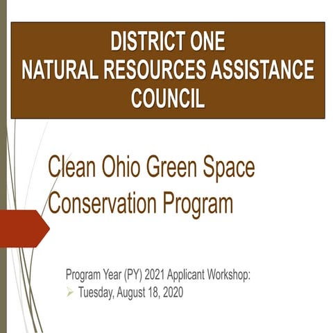 Clean Ohio Program Year 2021 Applicant Workshop | PPT