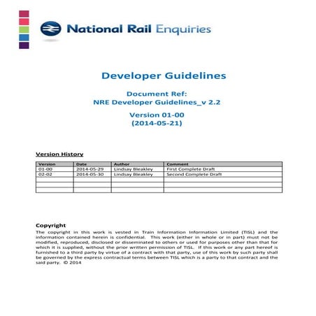 NRE Developer Guidelines v.02-02 | PDF | Rail Travel | Travel Type