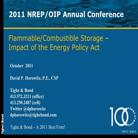 Flammable/Combustible Storage - Impacts of the Energy Policy Act | PPT