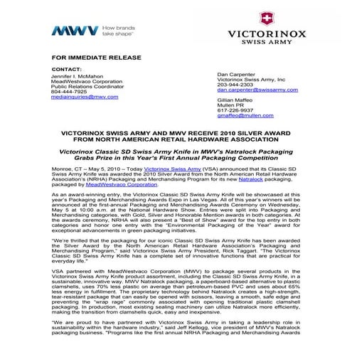 Natralock Packaging Award - NHRA | PDF