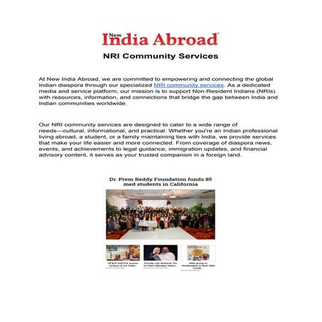 NRI Community Services – New India Abroad | PDF