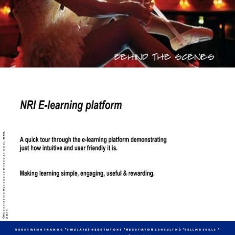 NRI Behind the scenes - elearning platform | PPT