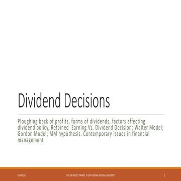 Dividend Decisions in Financial Management | PDF