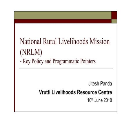 NRLM Key Policy and Programmatic Pointers 100610 | PDF