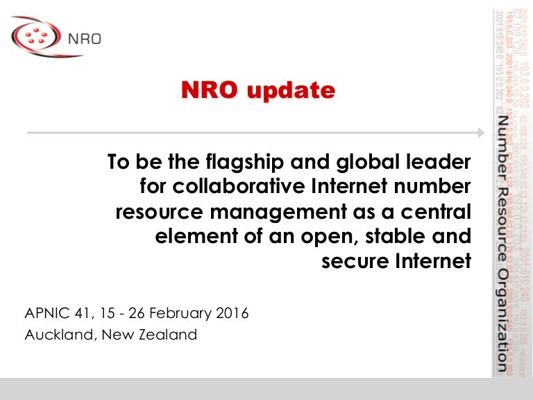 NRO Update