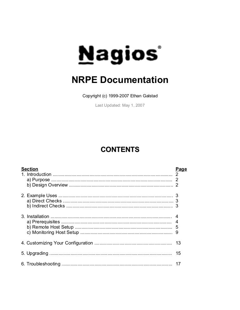 Nrpe Nagios Remote Plugin Executor Nrpe Plugin For Nagios Core 