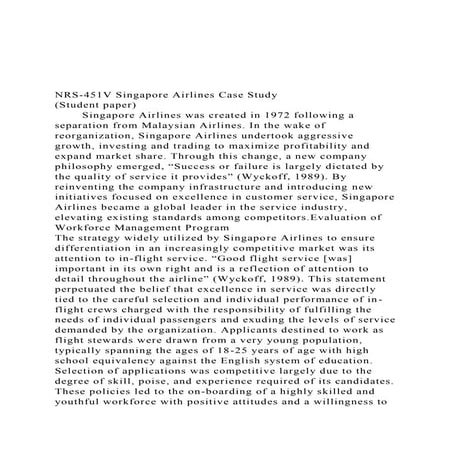 Singapore Airlines Case Study(Student paper)Singapore Airlines.docx