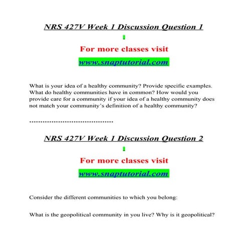 NRS 427V Enhance teaching - snaptutorial.com