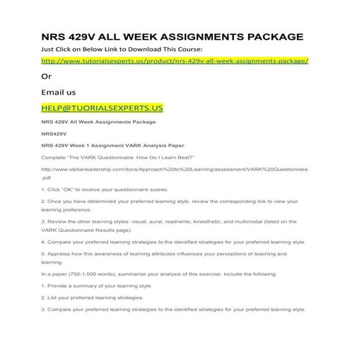 Nrs 429 v all week assignments package | PDF
