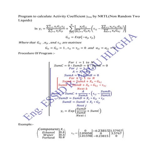 Nrtl activity coefficient for mixture1 | PDF